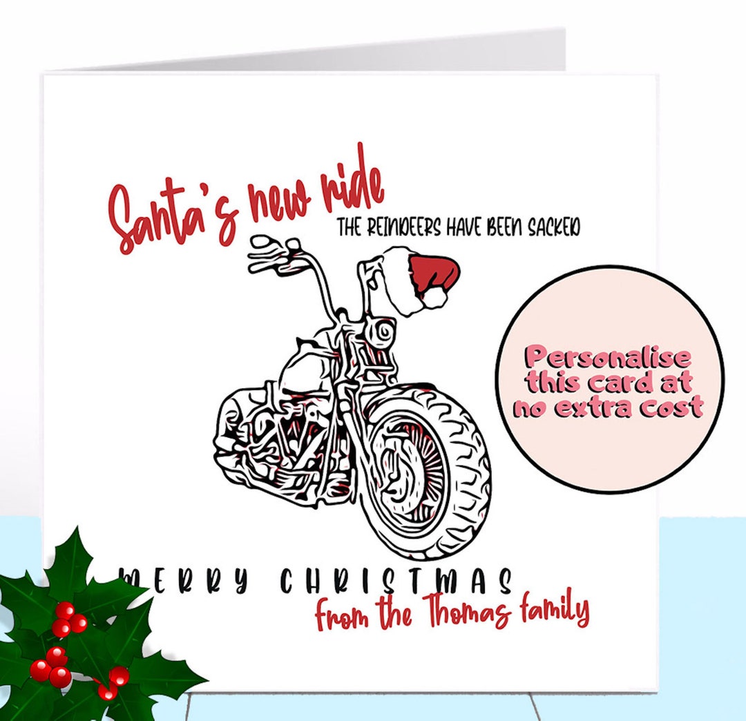 Custom Motorbike Christmas Cards - Set of 5, Bobber, Cruiser, Motorbike ...