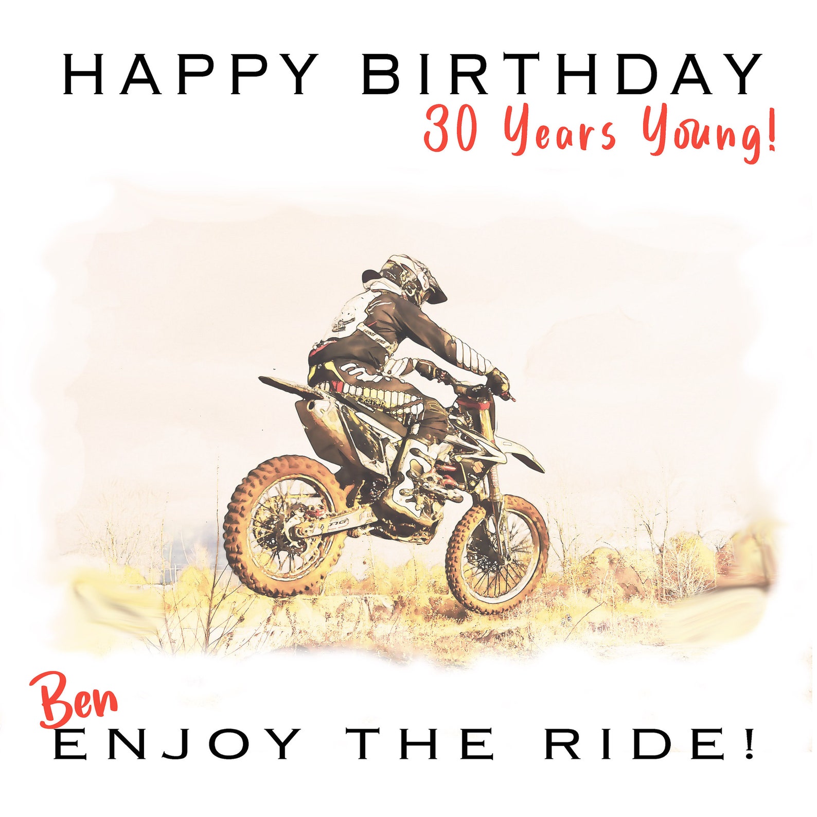 Motocross Enduro Dirt Bike Birthday Card, Husband, Boyfriend, Dad ...