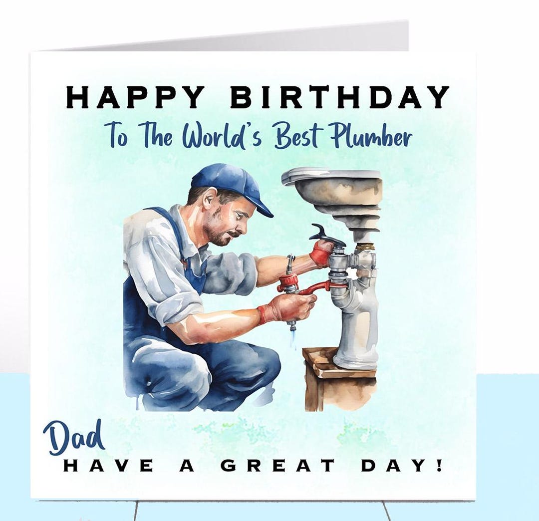 Plumber Birthday Card, Plumbing Card, Dad Card, Husband Card, Son Card ...