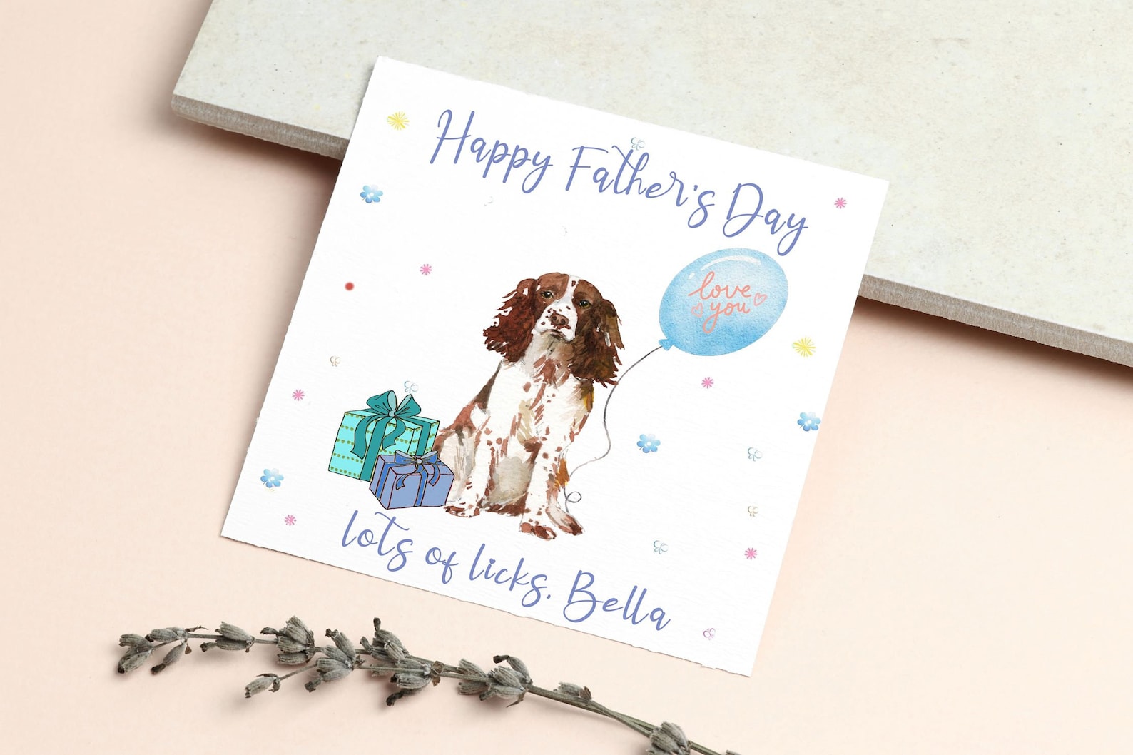 Spaniel Dog Daddy Father's Day Card, Spaniel, Springer, Cocker, Dog ...