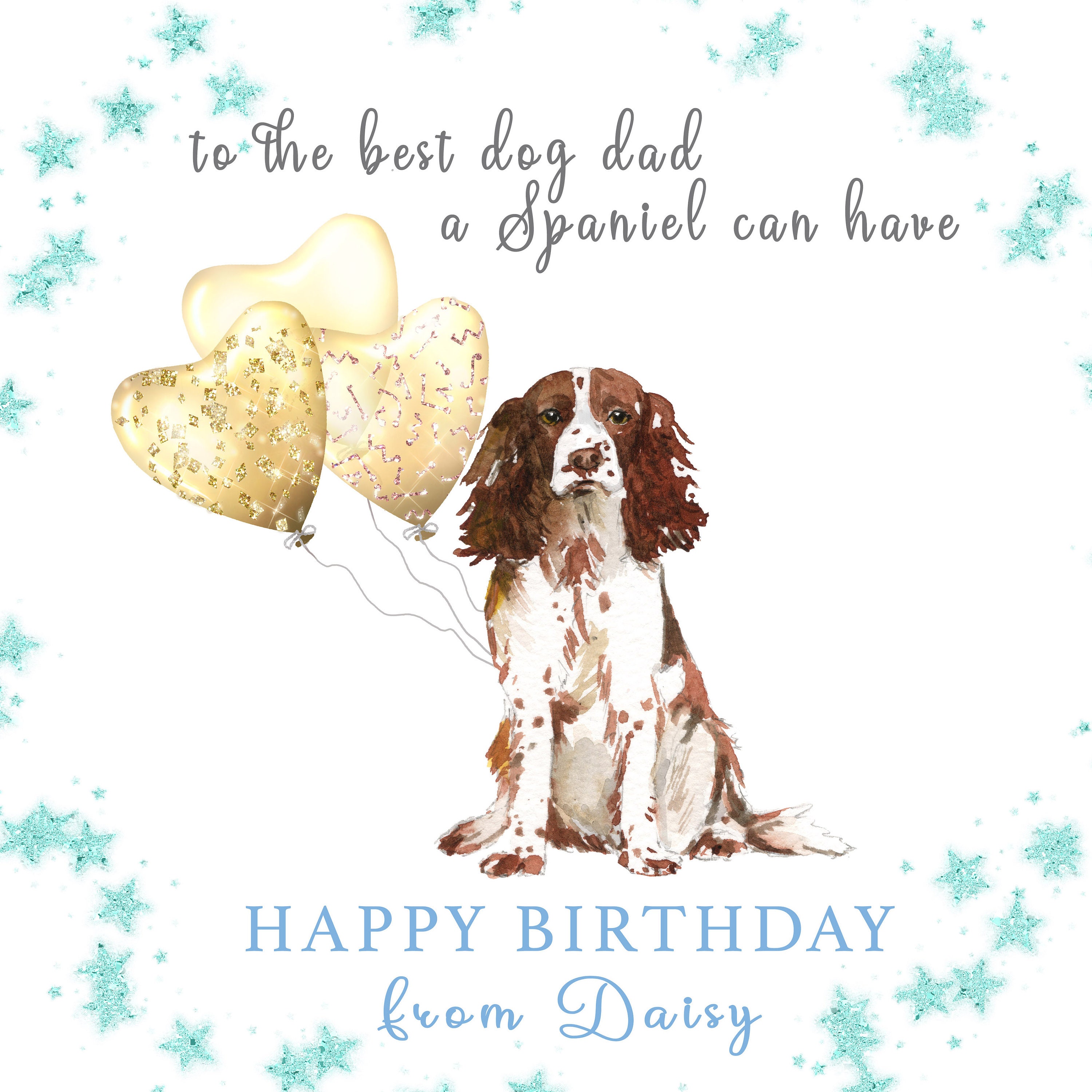Spaniel Dog Daddy Birthday Card Springer Spaniel Dog | Etsy