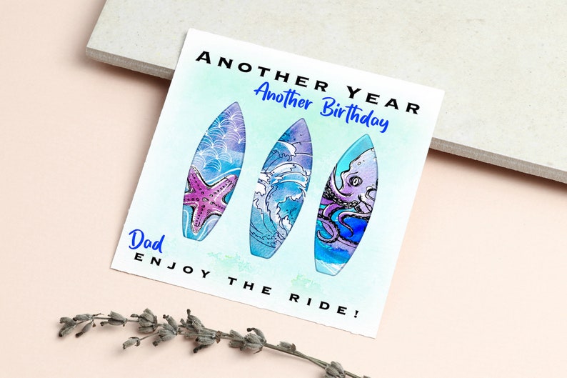 Surfing Birthday Card Surfer Surfs Up Dad Birthday Card - Etsy