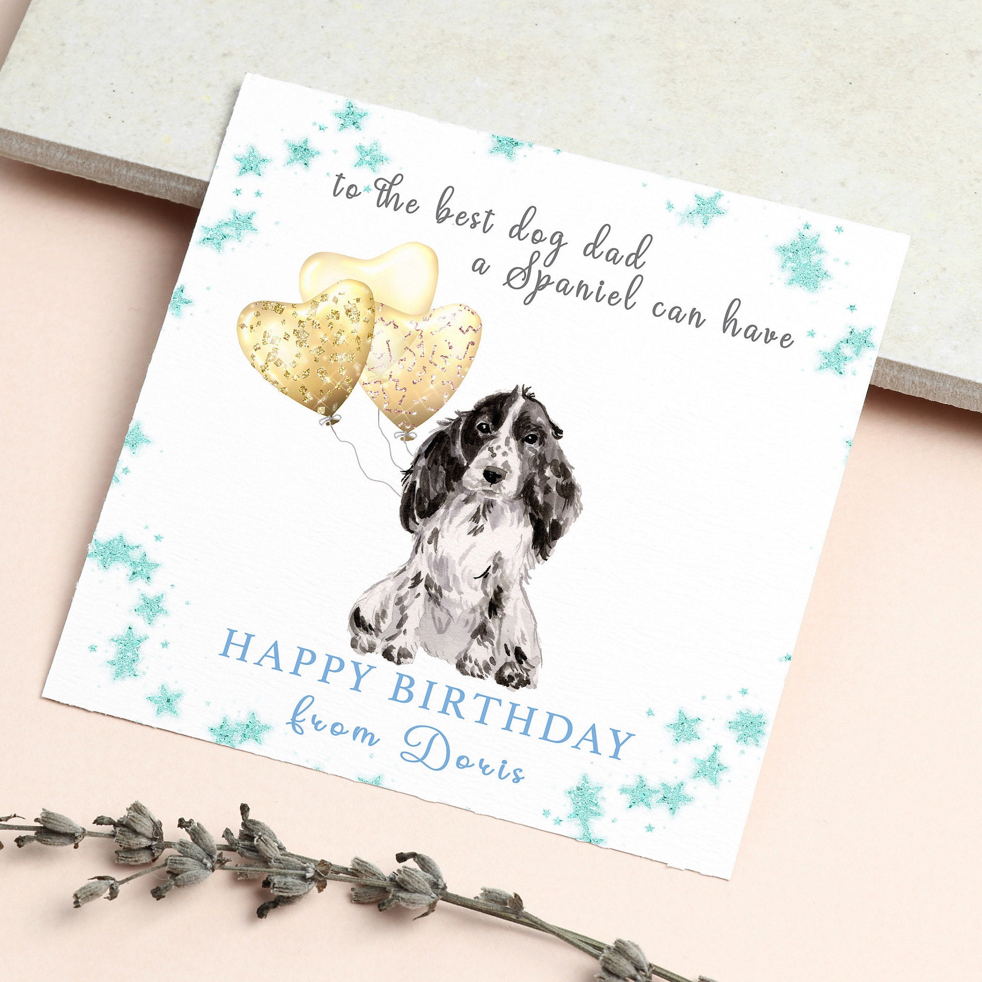 Spaniel Dog Daddy Birthday Card, Springer, Cocker, Dog Birthday Card ...