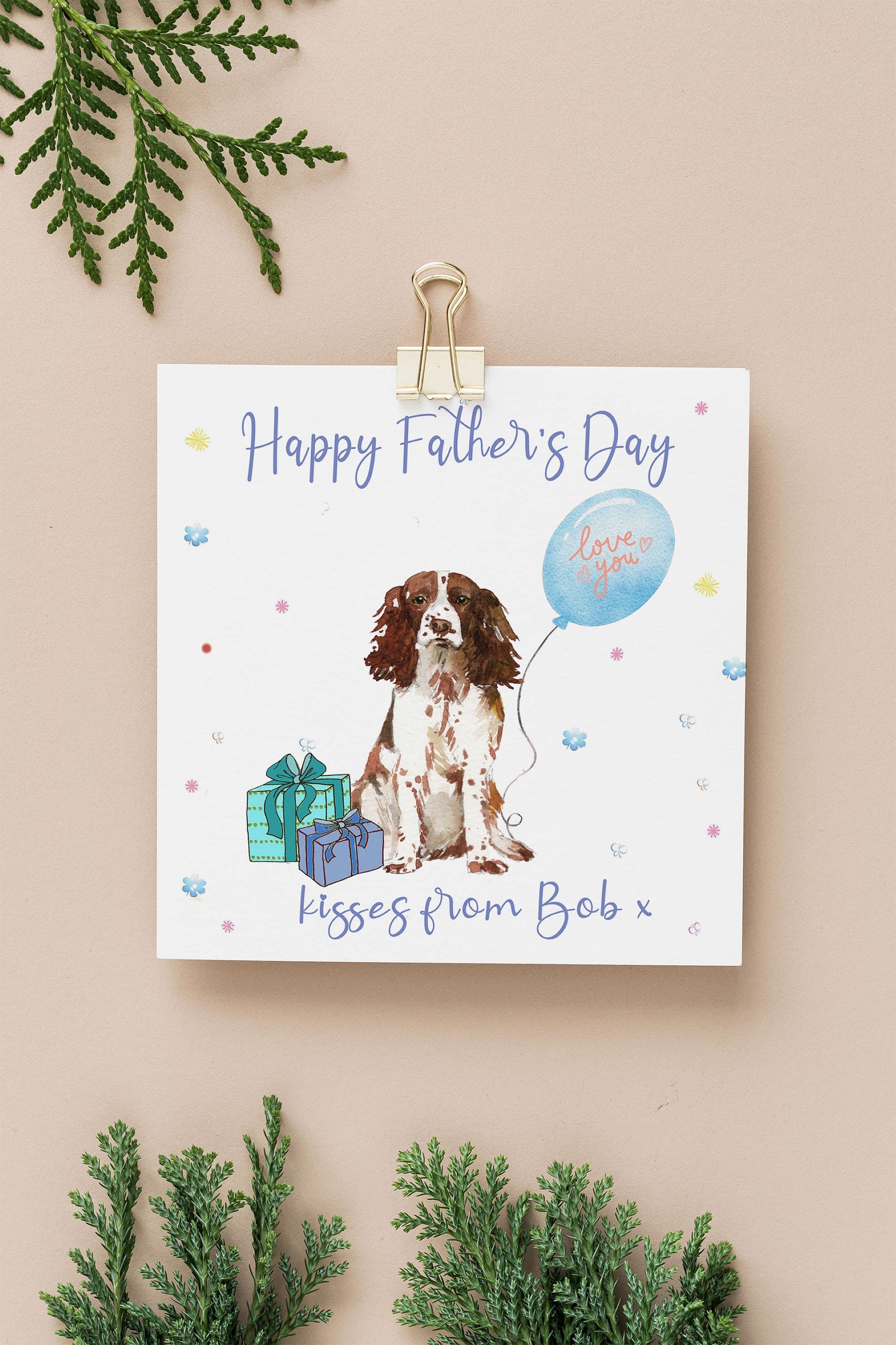 Spaniel Dog Daddy Father's Day Card, Spaniel, Springer, Cocker, Dog ...