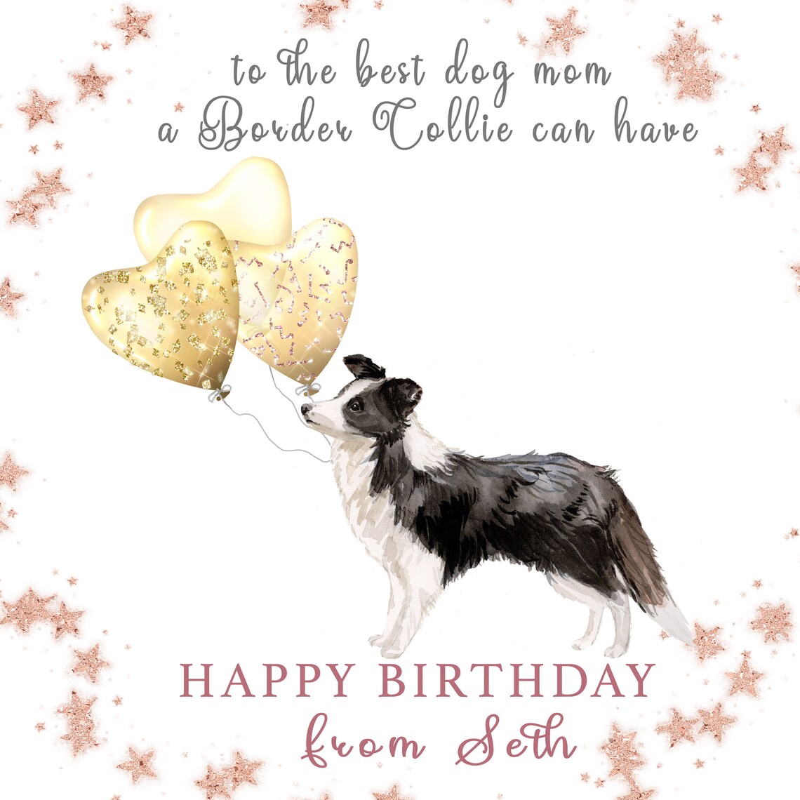 Border Collie Dog Mummy Birthday Card Collie Dog Birthday | Etsy