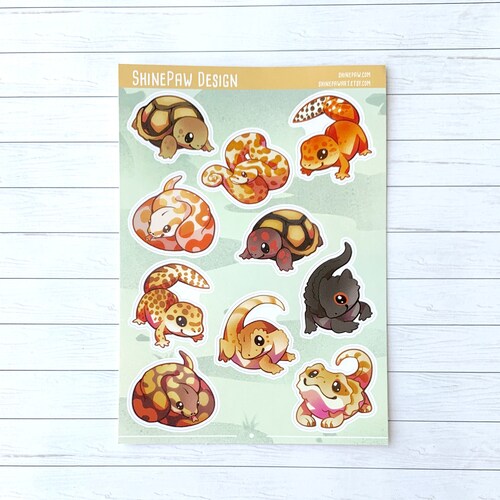 Cute Reptiles Sticker Set Bearded Dragon Crested Gecko - Etsy