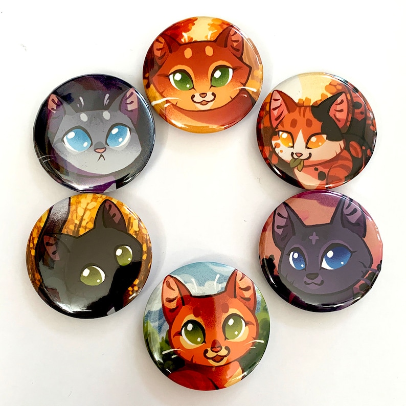 Warrior Cats Set of 6 Pinback Buttons Fireheart Bluestar - Etsy