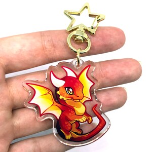 Dragon Keychain Charm Set - Clear Double Sided Acrylic Keyring Charms ...