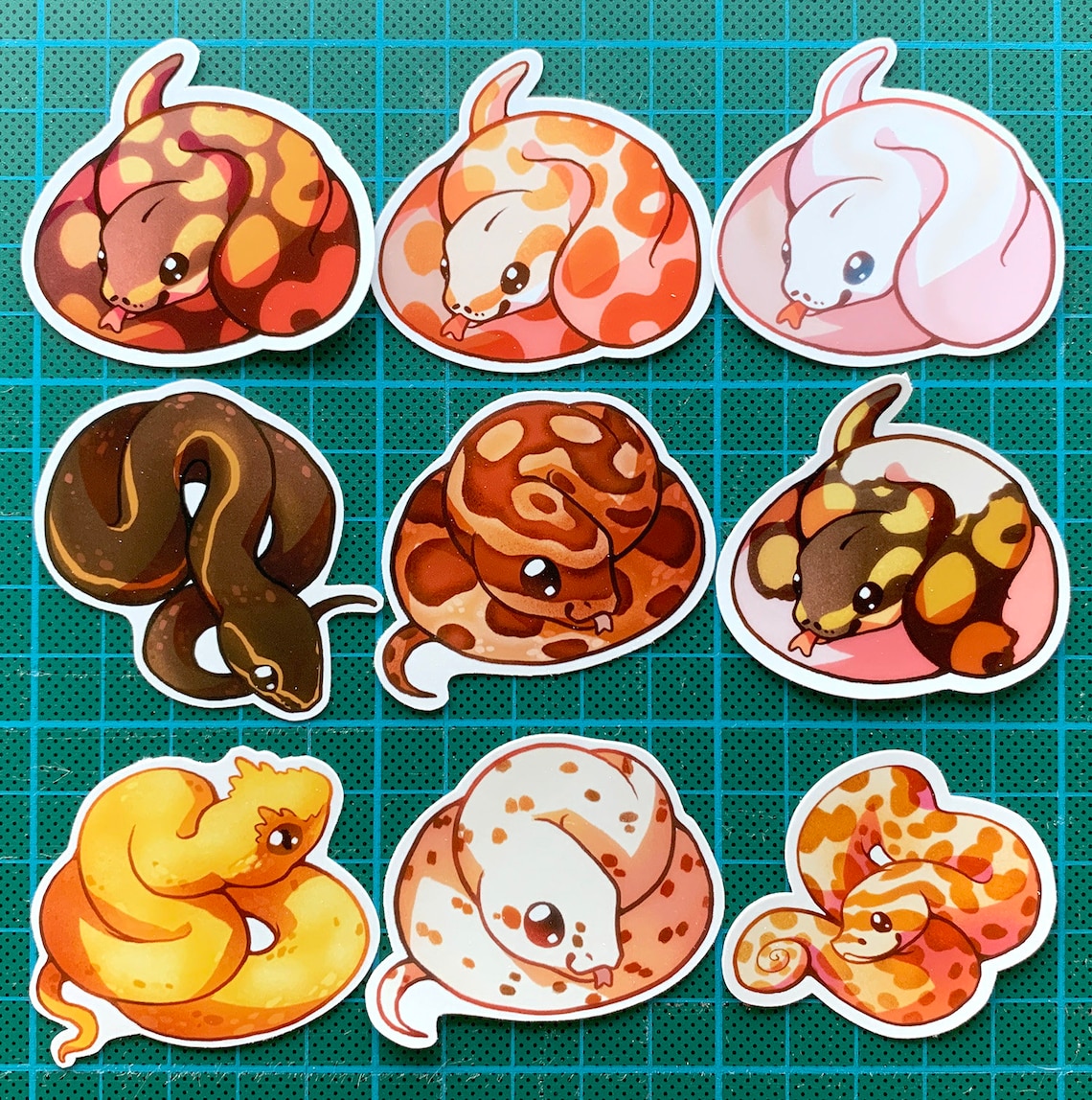 Cute Snake Sticker Set Ball Python Eyelash Viper Corn Snake - Etsy