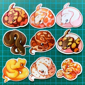 Cute Snake Sticker Set - Ball Python Eyelash Viper Corn Snake Hognose ...