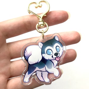 Dog Keyring Charm Set - Clear Double Sided Acrylic Keyring Charms With ...