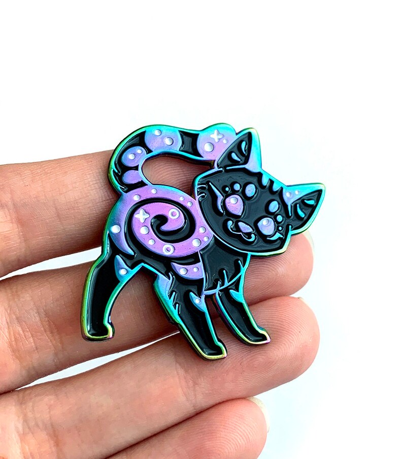 Rainbow Marbled Cat Enamel Pin a Soft Enamel Pin Set With - Etsy
