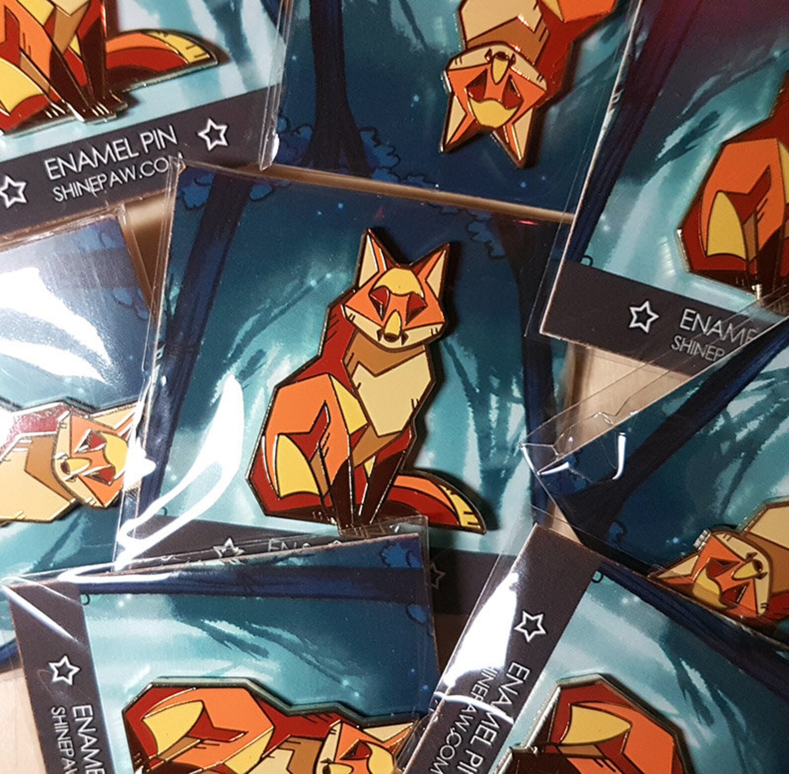 Angular Red Fox Gold Metal Hard Enamel Pin | Etsy