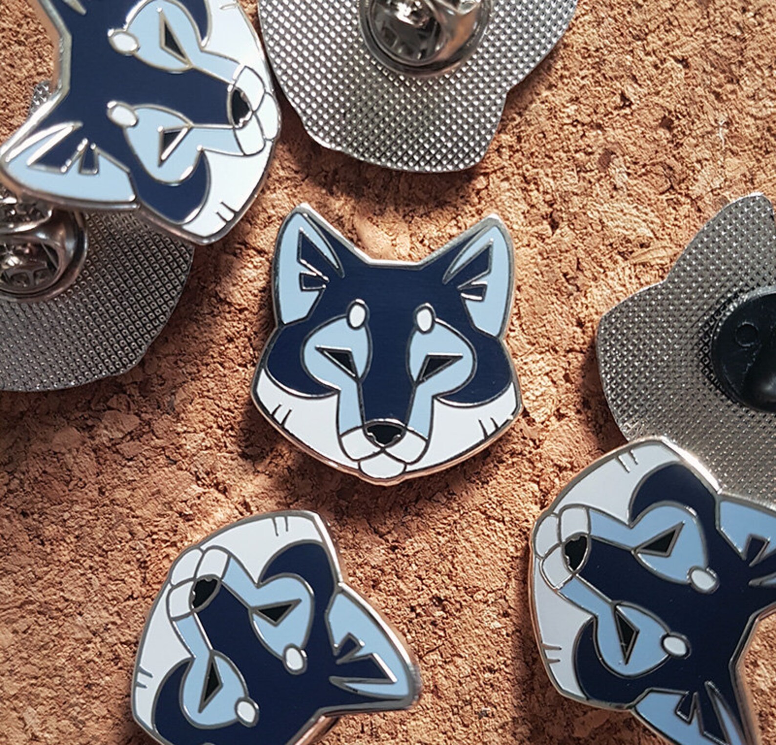 Angular Wolf Head Silver Metal Hard Enamel Pin - Etsy