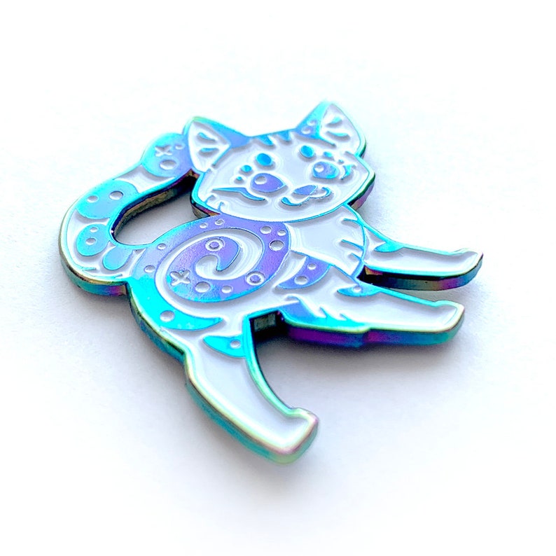 Rainbow Marbled Cat Enamel Pin a Soft Enamel Pin Set With - Etsy