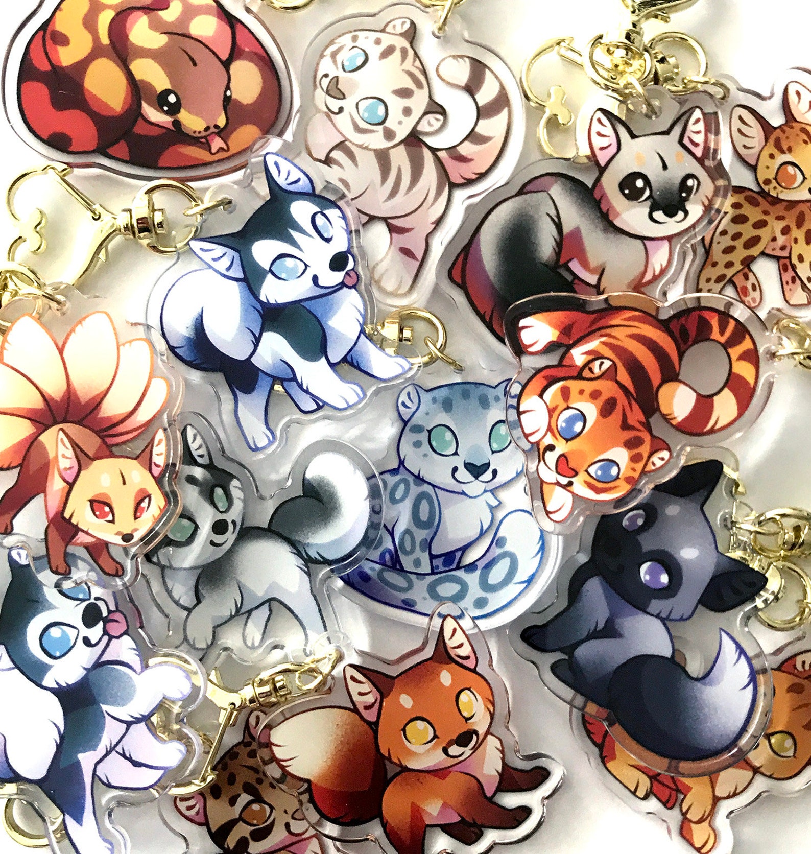 Fox Keyring Charm Set Clear Double Sided Acrylic Keyring - Etsy