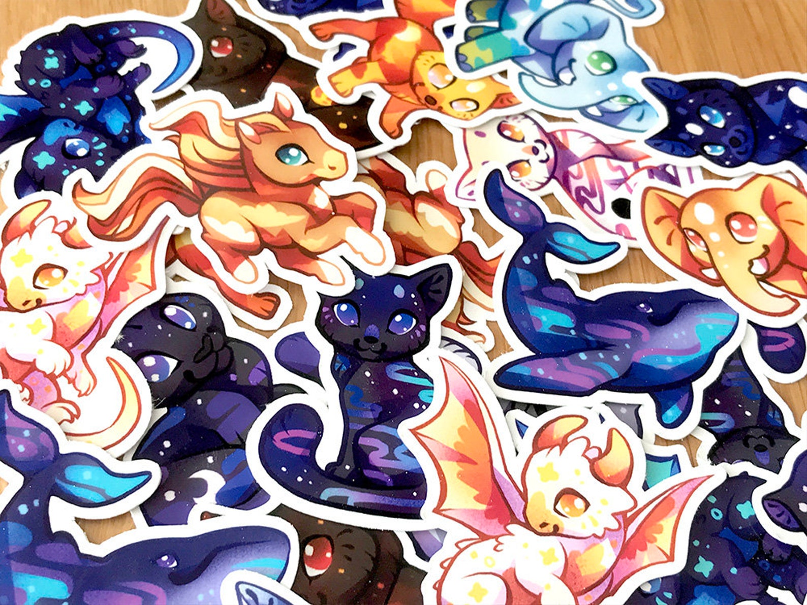 Cute Ethereal Familiars Sticker Set Solar and Lunar Wolf - Etsy