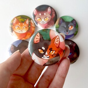 Warrior Cats Set II of 6 Pinback Buttons Mapleshade Hawkfrost Scourge Graystripe Leafpool ...