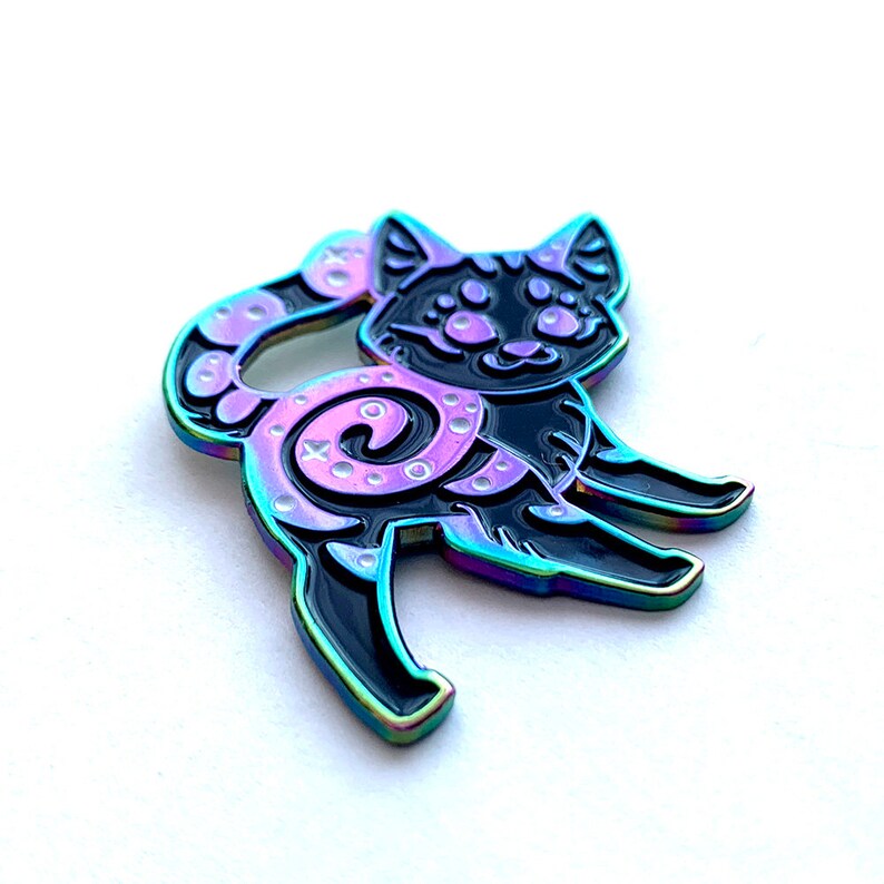 Rainbow Marbled Cat Enamel Pin a Soft Enamel Pin Set With - Etsy