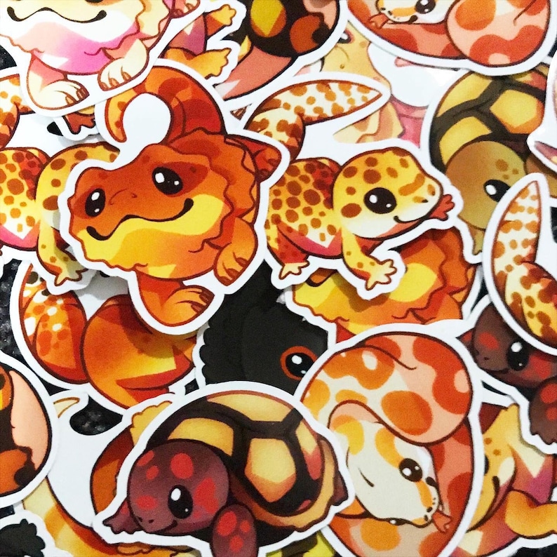 Cute Reptiles Sticker Set Bearded Dragon Crested Gecko - Etsy