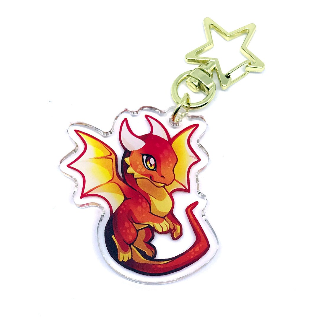 Dragon Keychain Charm Set Clear Double Sided Acrylic Keyring Charms ...