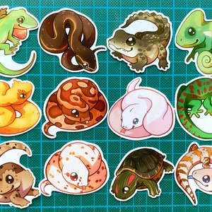 Cute Reptiles Sticker Set II - Crocodile Corn Snake Green Anole ...