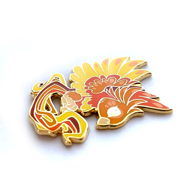 Phoenix Bird Pin Set Gold or Silver Plated Hard Enamel Pin - Etsy