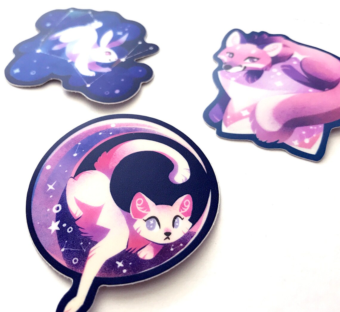 Cosmic Critters Adorable Die Cut Durable Vinyl Sticker Set | Etsy