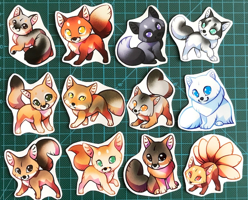 Cute Fox Sticker Set Red Fox Arctic Fox Kitsune Fennec - Etsy