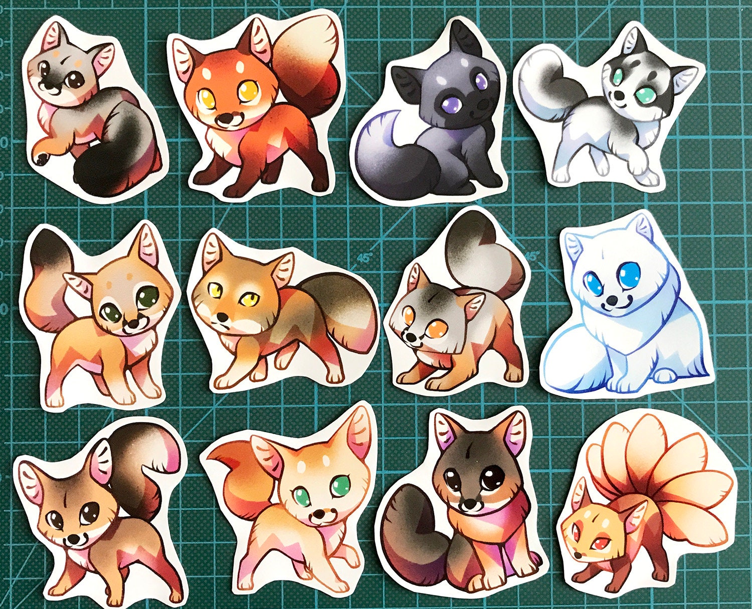 Cute Fox Sticker Set Red Fox Arctic Fox Kitsune Fennec | Etsy