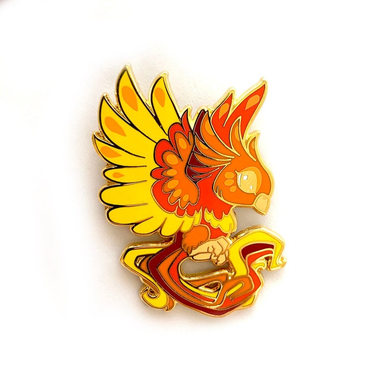 Phoenix Bird Pin Set Gold or Silver Plated Hard Enamel Pin - Etsy