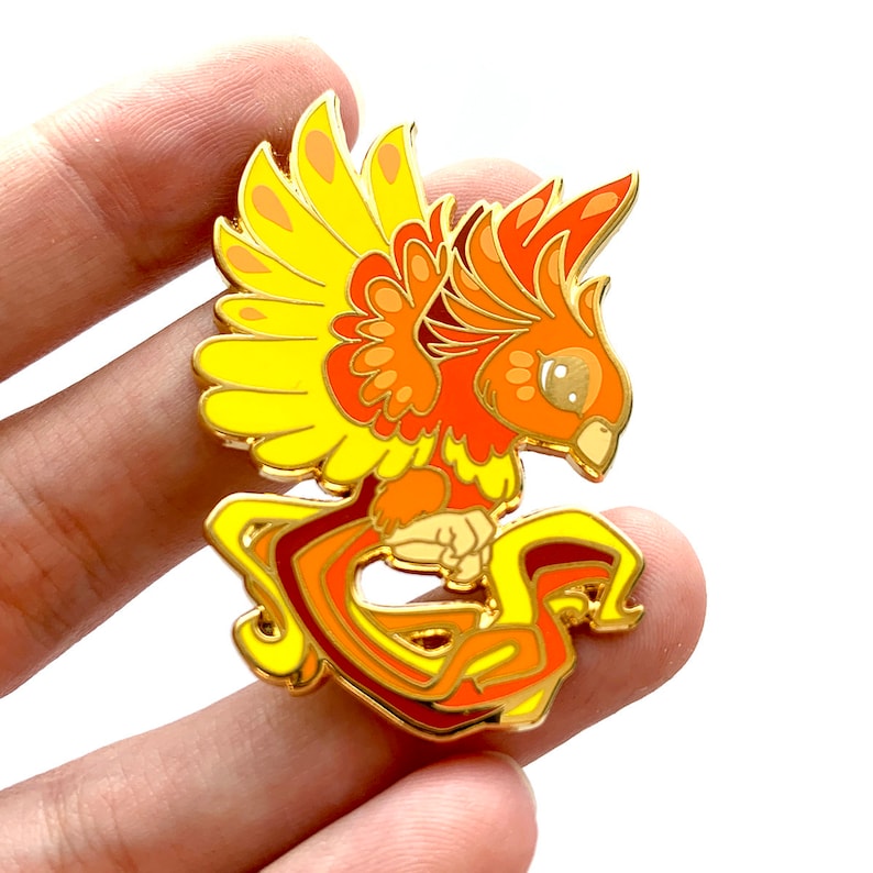 Phoenix Bird Pin Set Gold or Silver Plated Hard Enamel Pin - Etsy
