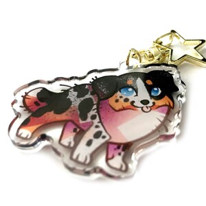 Dog Keyring Charm Set - Clear Double Sided Acrylic Keyring Charms With ...