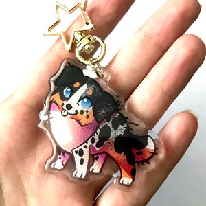 Dog Keyring Charm Set - Clear Double Sided Acrylic Keyring Charms With ...