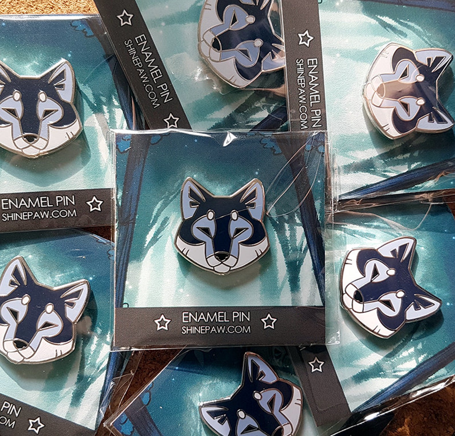 Angular Wolf Head Silver Metal Hard Enamel Pin - Etsy