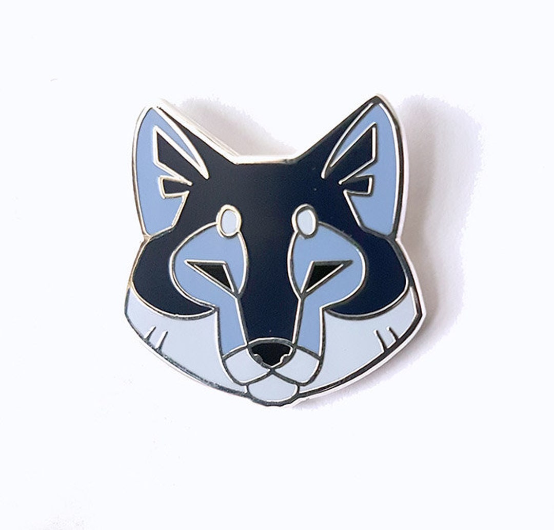 Angular Wolf Head Silver Metal Hard Enamel Pin - Etsy