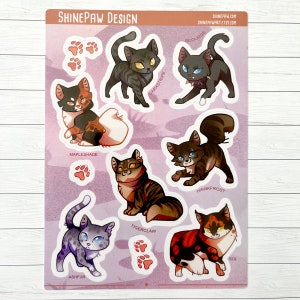 Warrior Cats Sticker Sheet Set - Glossy Vinyl Stickers With Cats ...