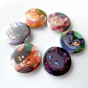 Warrior Cats Set II of 6 Pinback Buttons Mapleshade Hawkfrost Scourge Graystripe Leafpool ...