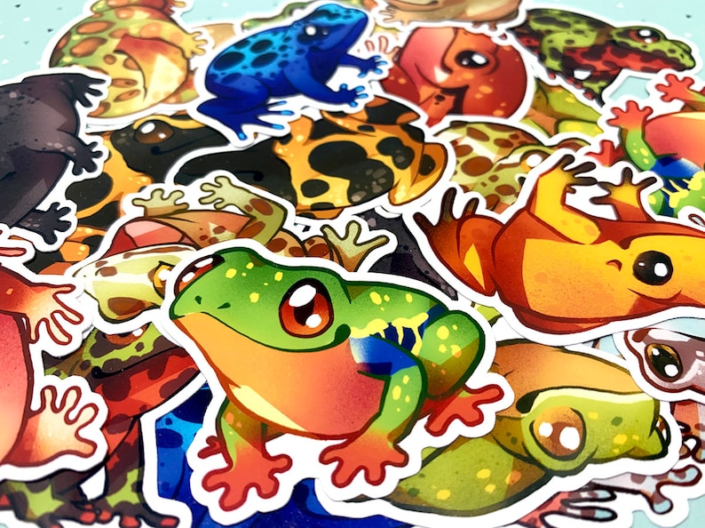 Cute Frog Sticker Set Poison Dart Frog Oriental Fire Bellied | Etsy