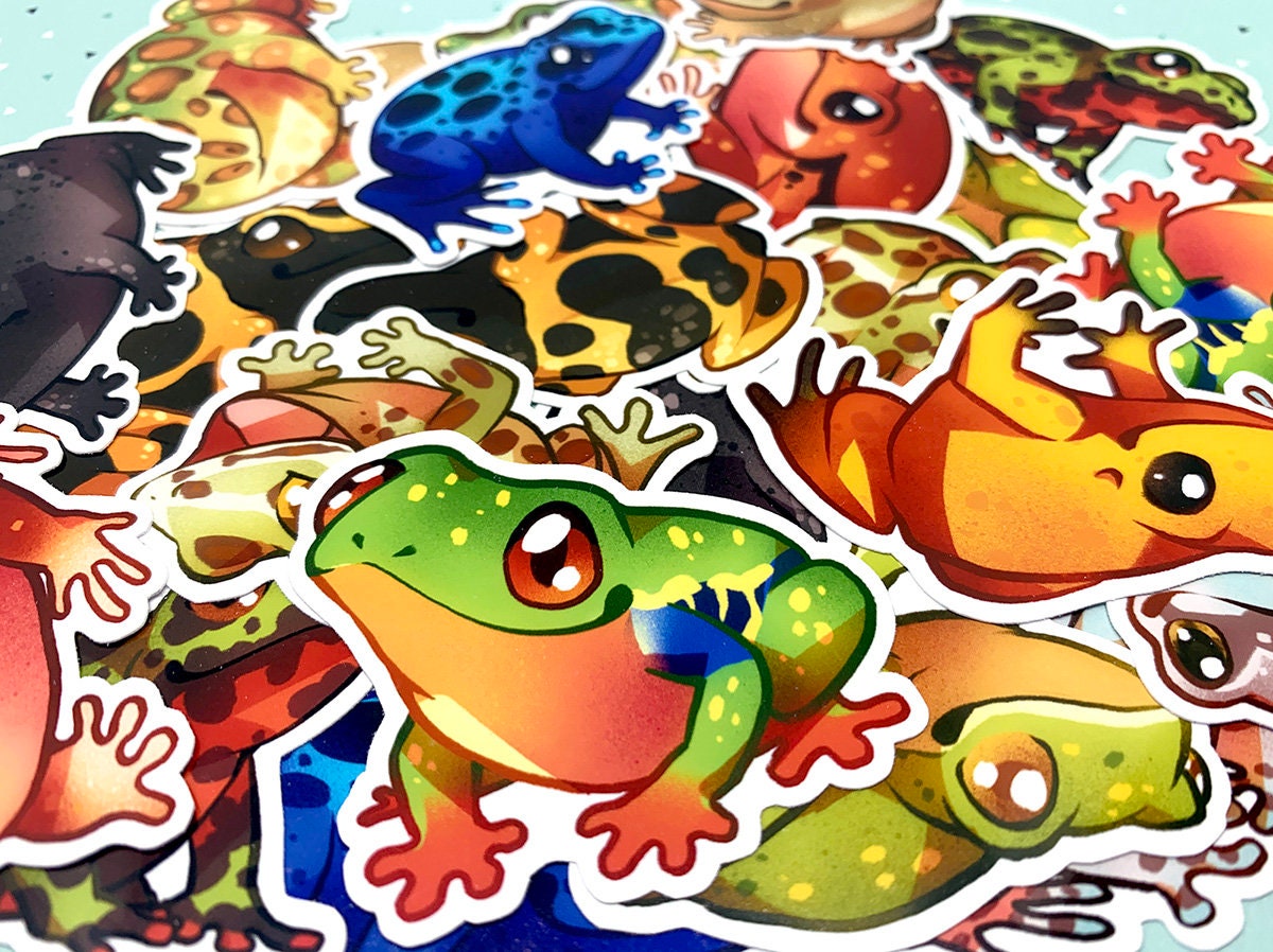 Cute Frog Sticker Set Poison Dart Frog Oriental Fire Bellied | Etsy