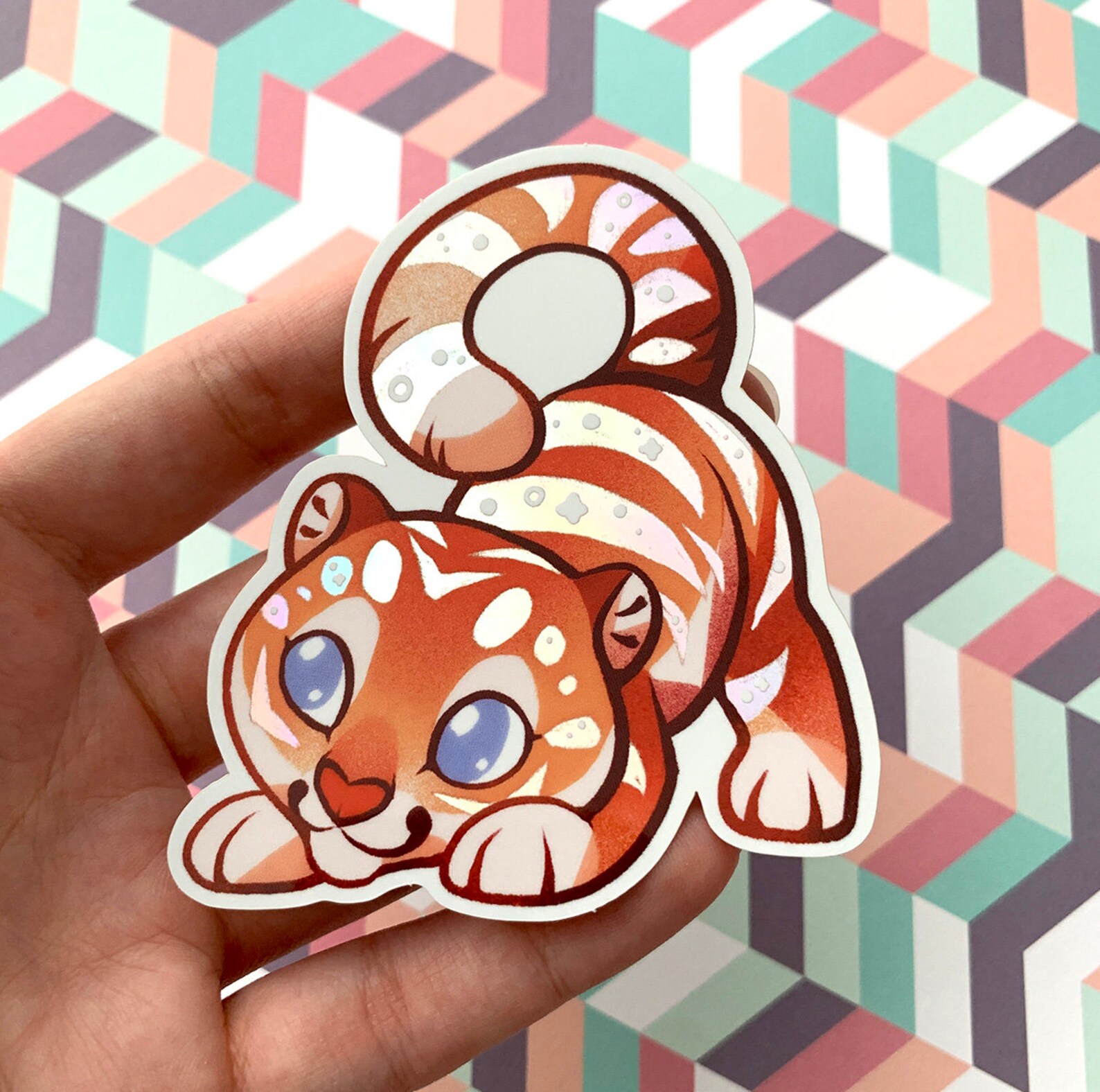 Holographic Tiger & Snow Leopard Stickers Rainbow Color - Etsy
