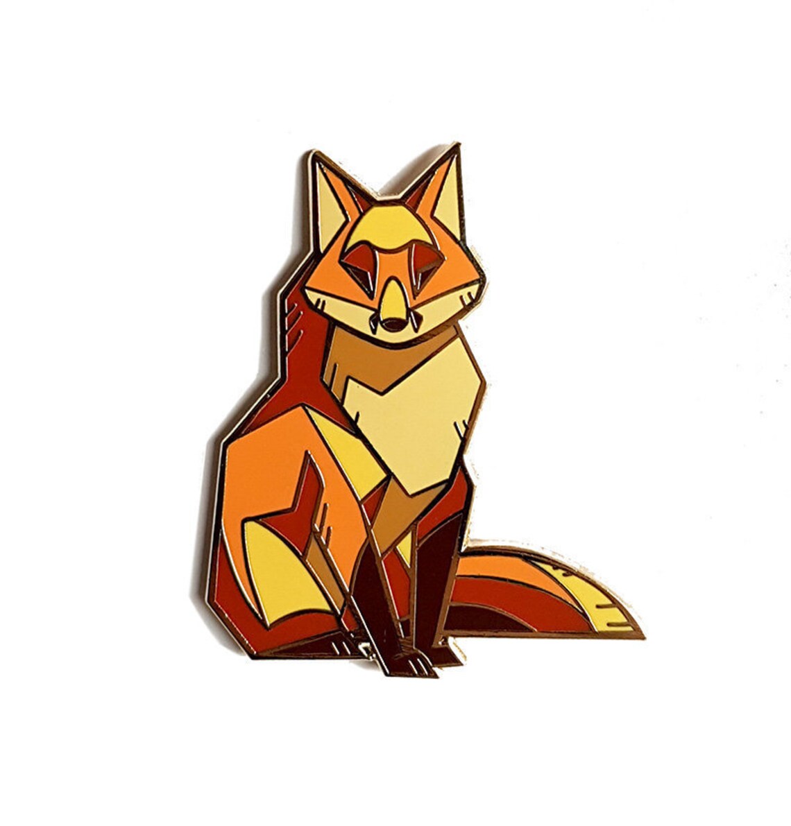 Angular Red Fox Gold Metal Hard Enamel Pin - Etsy