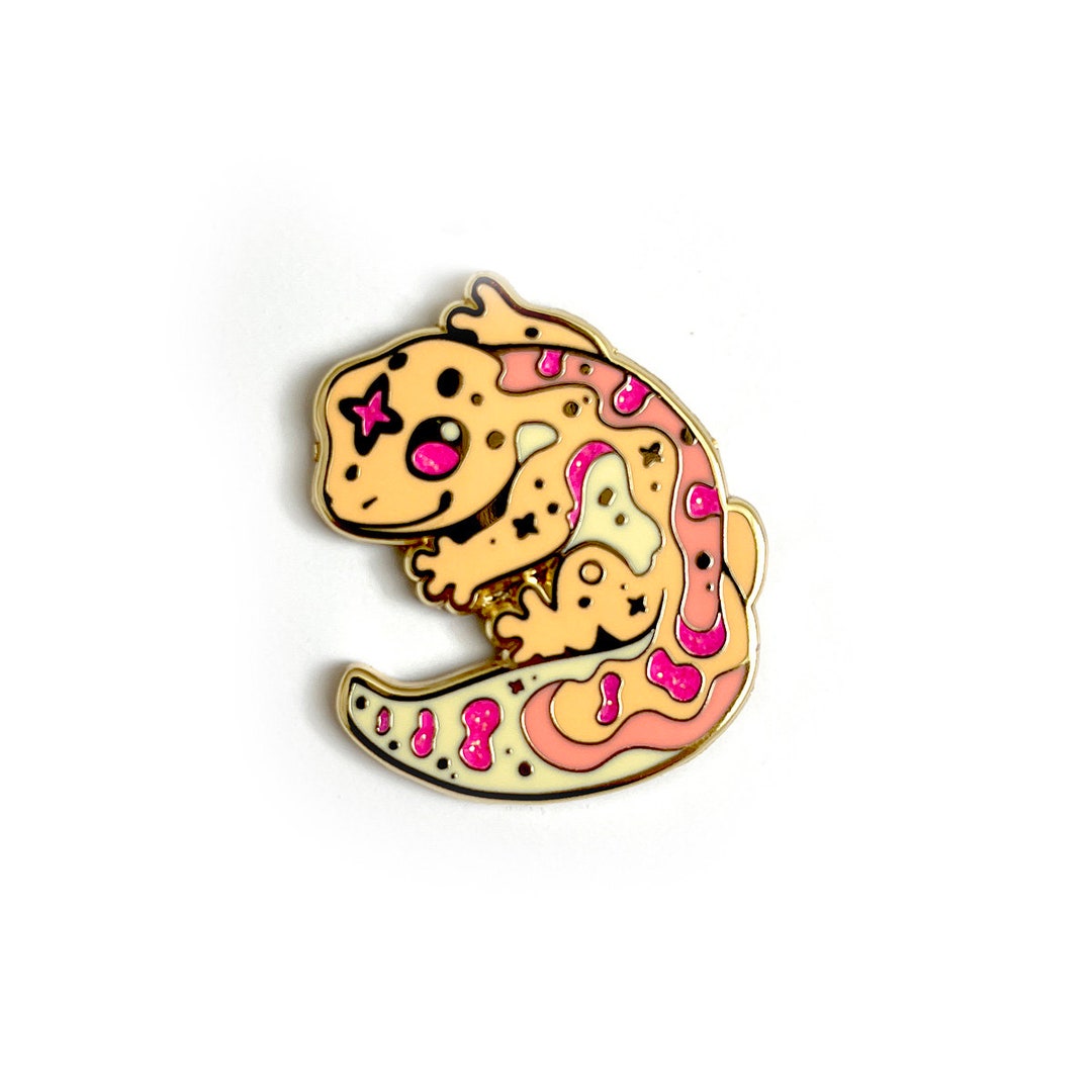 Starry Gecko Enamel Pin - Gold Plated Hard Enamel Pin of a Leopard ...
