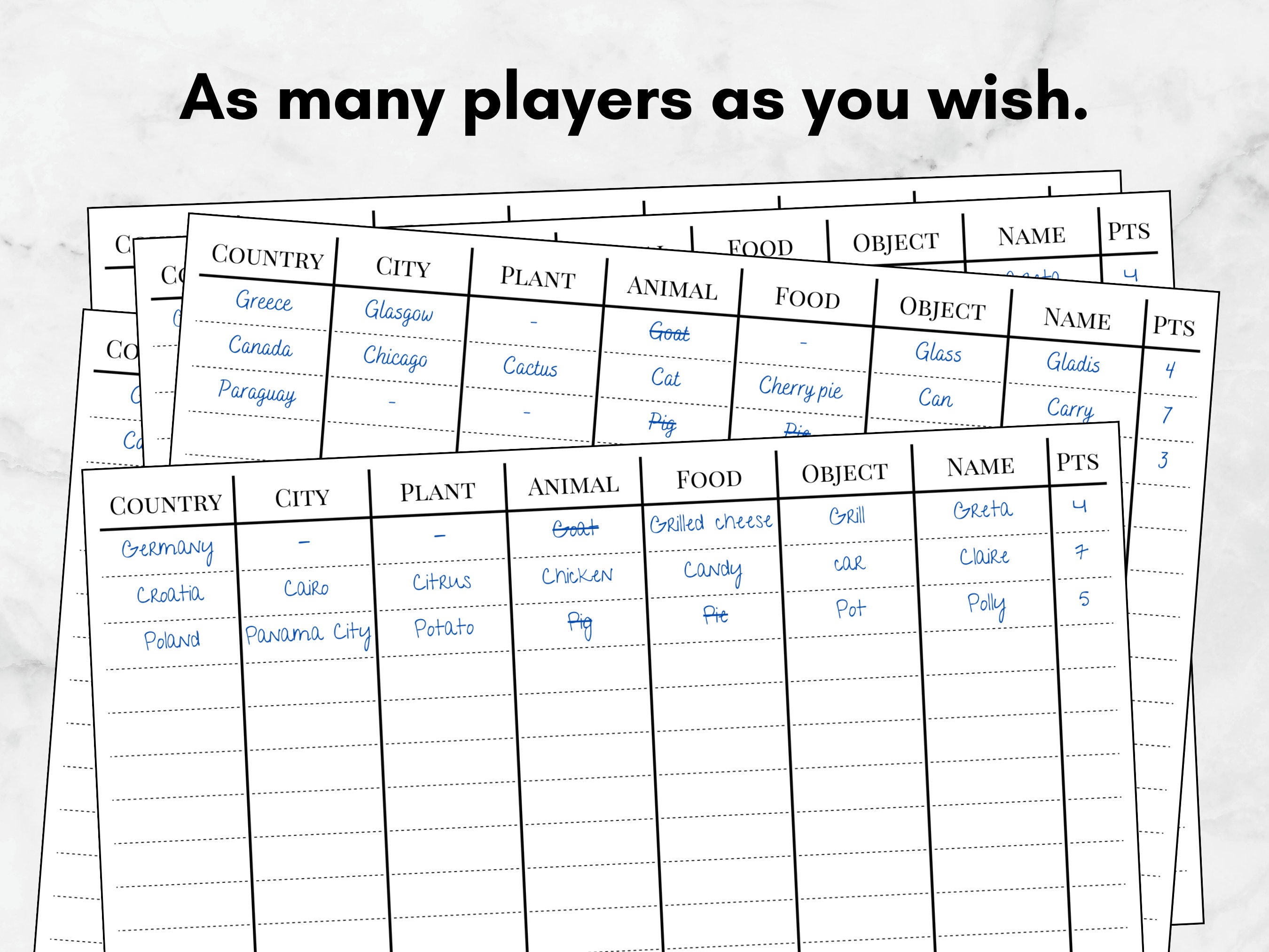 Printable Kids Game, Categories Game, Pen and Paper Game, School Game ...