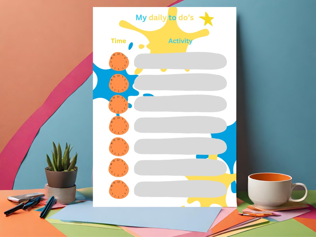 Printable Kids Schedule Learn the Clock Time Organizer Kids Time ...