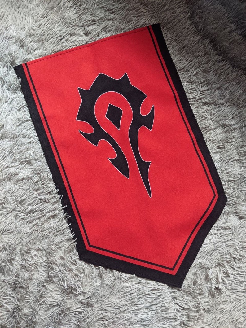 Horde Banner || Orgrimmar Flag | Wow Wall Decor | Gift for Gamer | Game ...