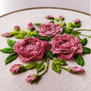 3d Embroidery, Roses Flowers, Embroidery Flowers, Modern Embroidery ...