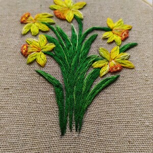 Daffodil Spring Flowers, Embroidery Flowers, Botanical Flowers, Modern ...