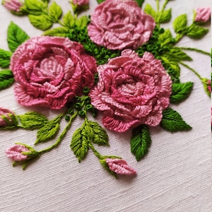 3d Embroidery, Roses Flowers, Embroidery Flowers, Modern Embroidery ...