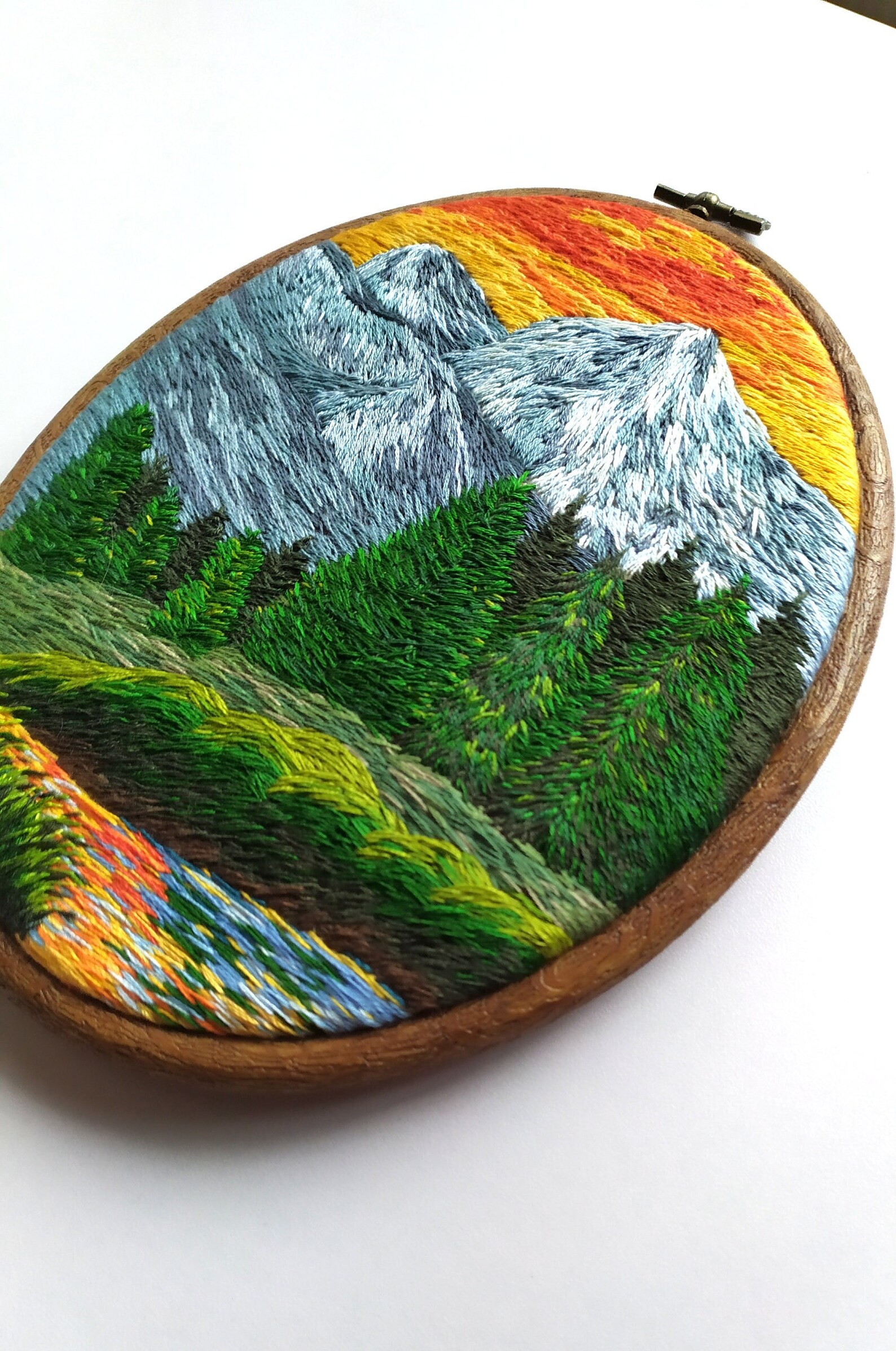 Landscape Embroidery Landscape Art Thread Painting - Etsy